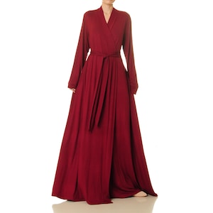 Burgundy Floor Length Robe: Wrap Style Dressing Gown - Etsy