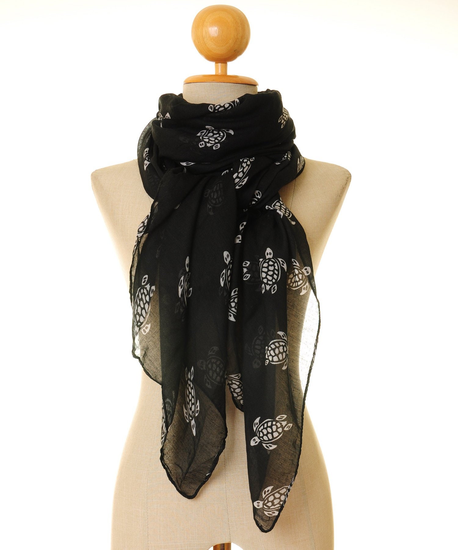 Turtle Scarf Black Infinity Scarf Tortoise Scarf Sea - Etsy