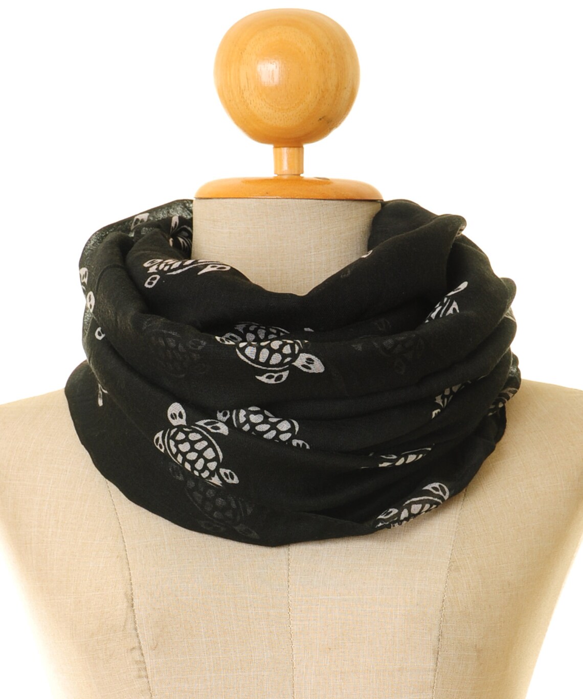 Turtle Scarf Black Infinity Scarf Tortoise Scarf Sea - Etsy