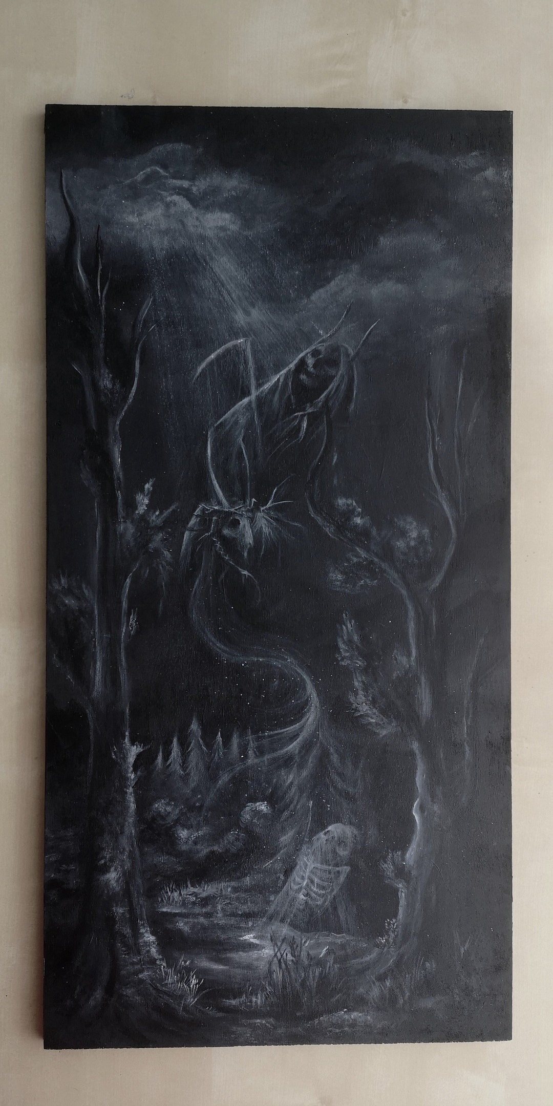 Transcending Midnight Rituals Dark Art Large Painting on Wood - Etsy