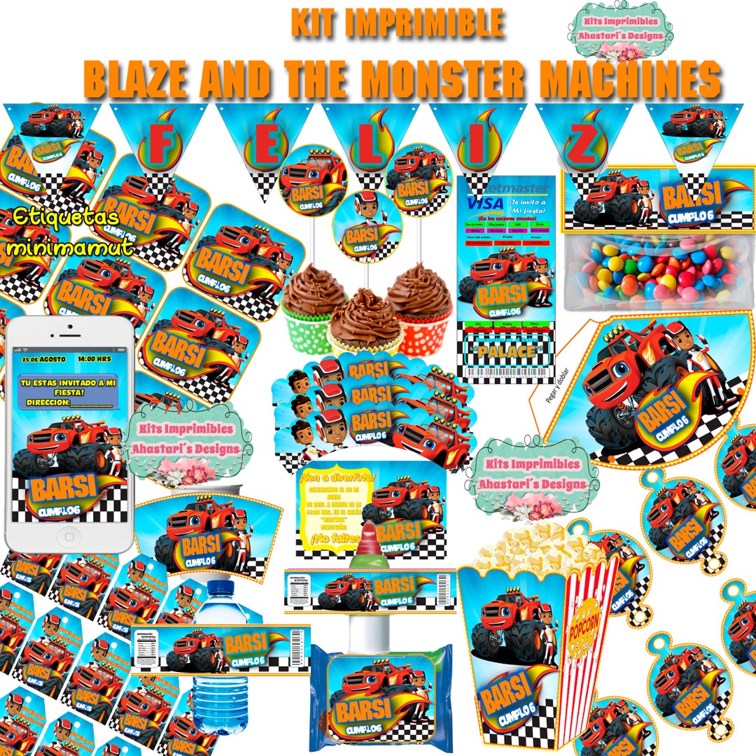 Printable Kit #blaze and the #monster #machines Editable + #candy Bar ...