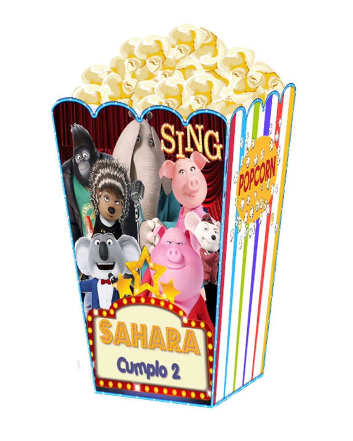 Kit Imprimible Sing Movie Cantar la Pelicula editable candy bar mesa de dulces toppers wrappers ...