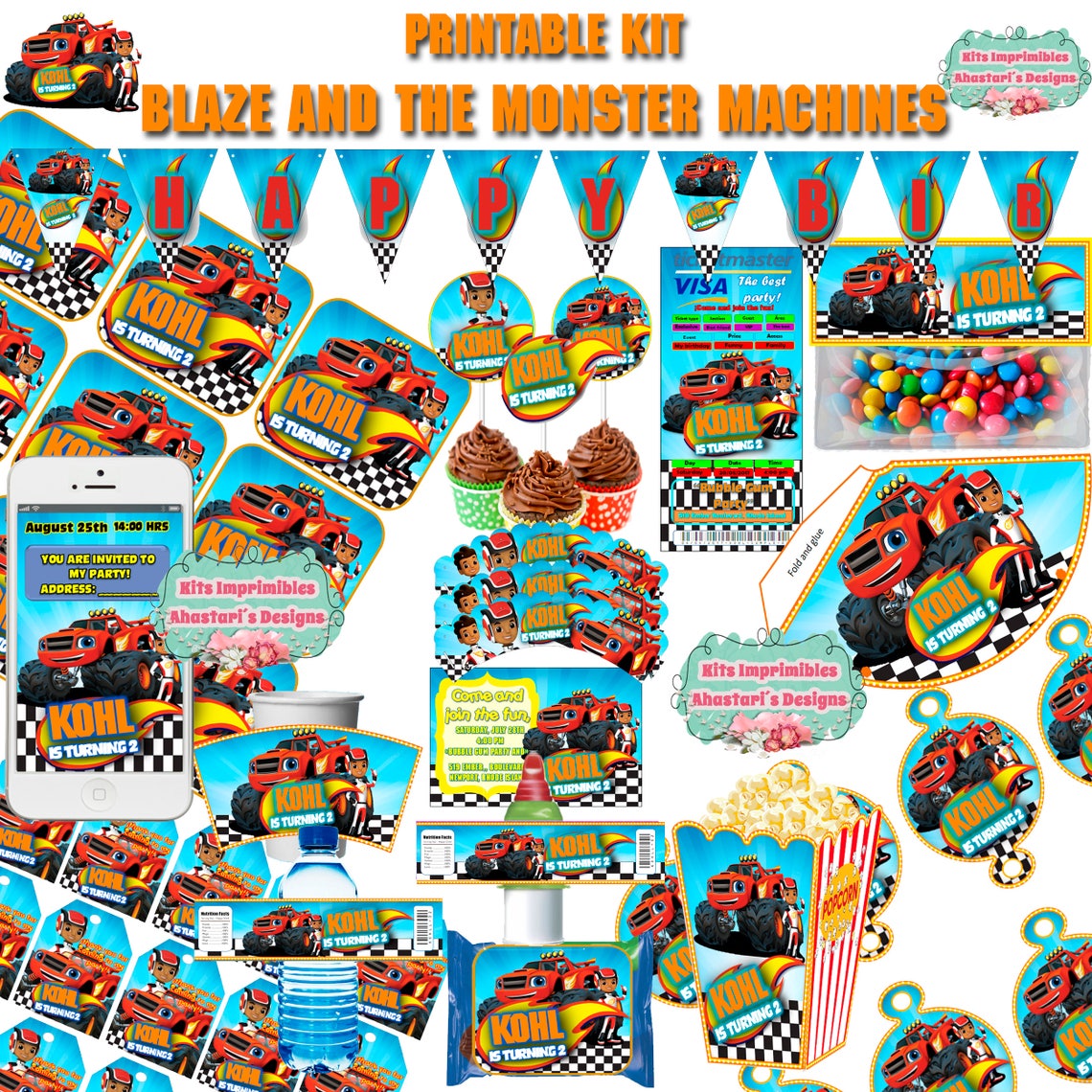 Printable and editable Kit Blaze and the Monster Machines | Etsy