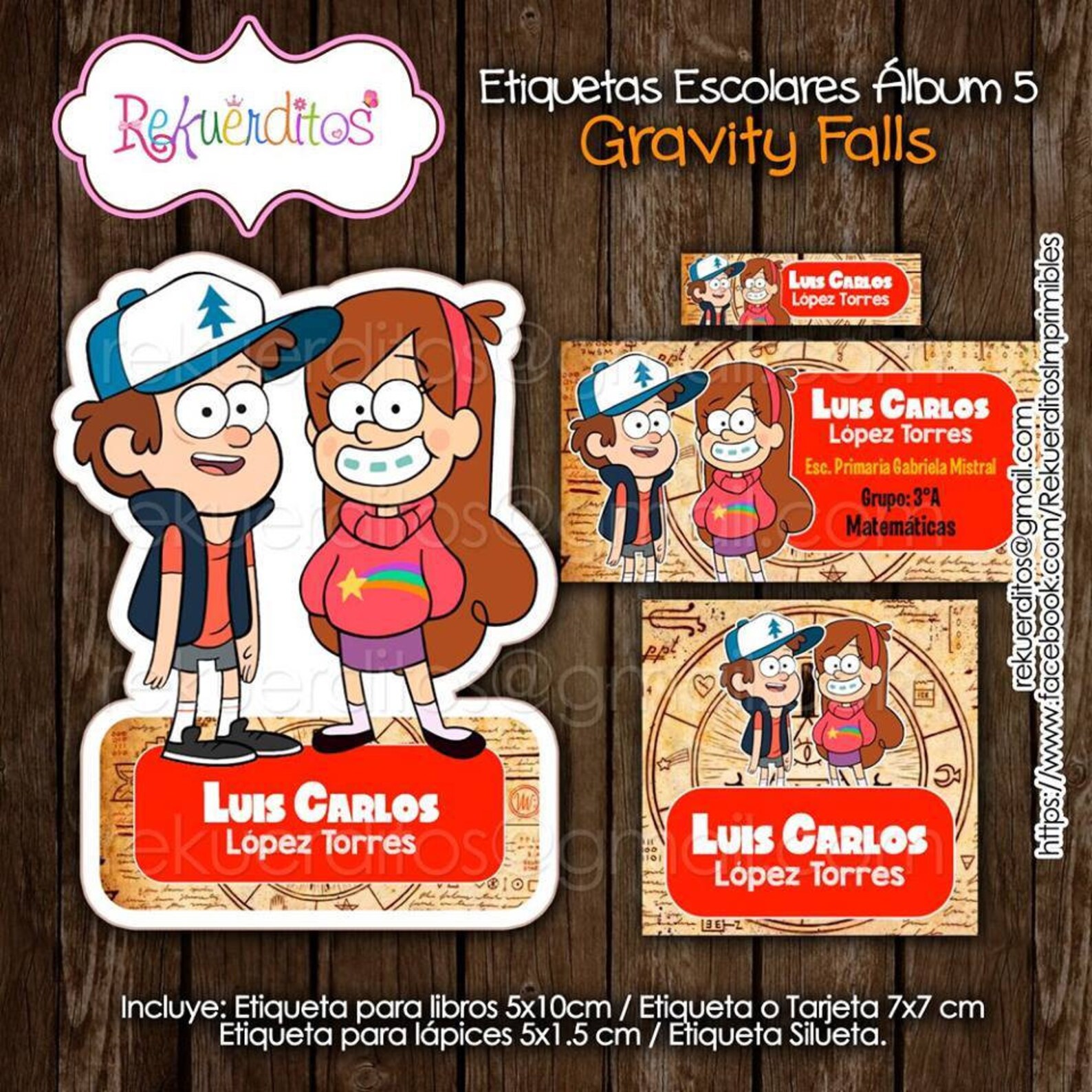 Gravity Falls Kit Editable printable School labels | Etsy