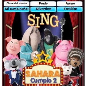 Kit Imprimible Sing Movie Cantar la Pelicula editable candy bar mesa de dulces toppers wrappers ...