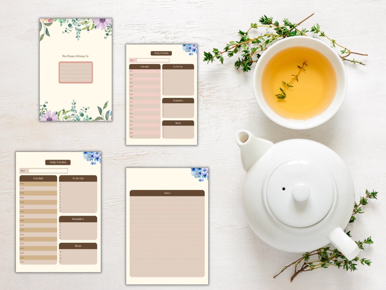 Printable Daily Schedule Planner With Cover Page and Notes | Editable ...