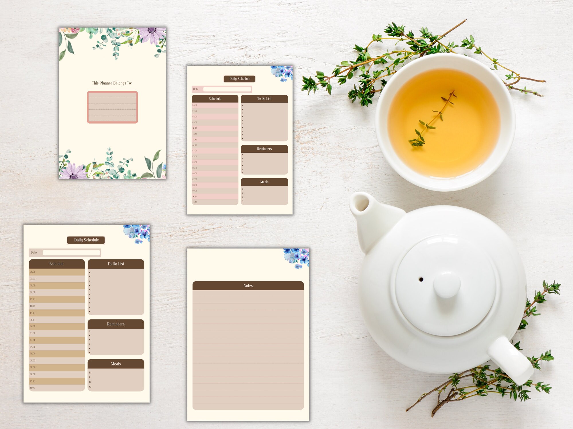 Printable Daily Schedule Planner With Cover Page and Notes | Editable ...