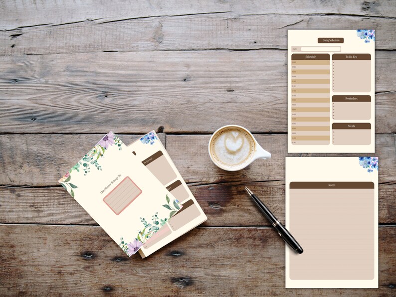 Printable Daily Schedule Planner With Cover Page and Notes | Editable ...