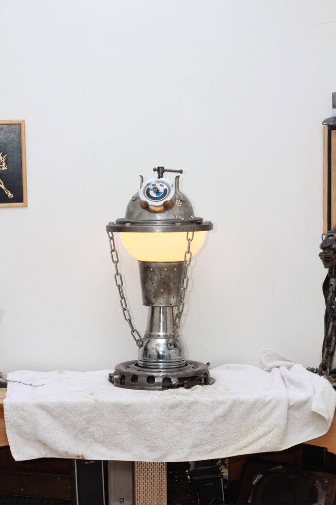 Industrial Lamp firefighter Helmet by Recyclhome - Etsy