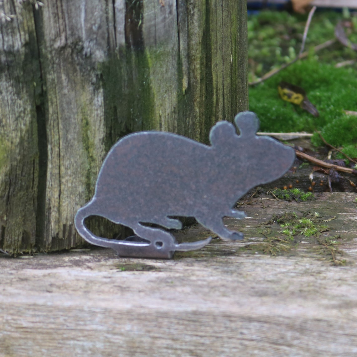 Rusty Metal Mouse Fence Topper Outdoor and Garden Gift Rustic | Etsy UK