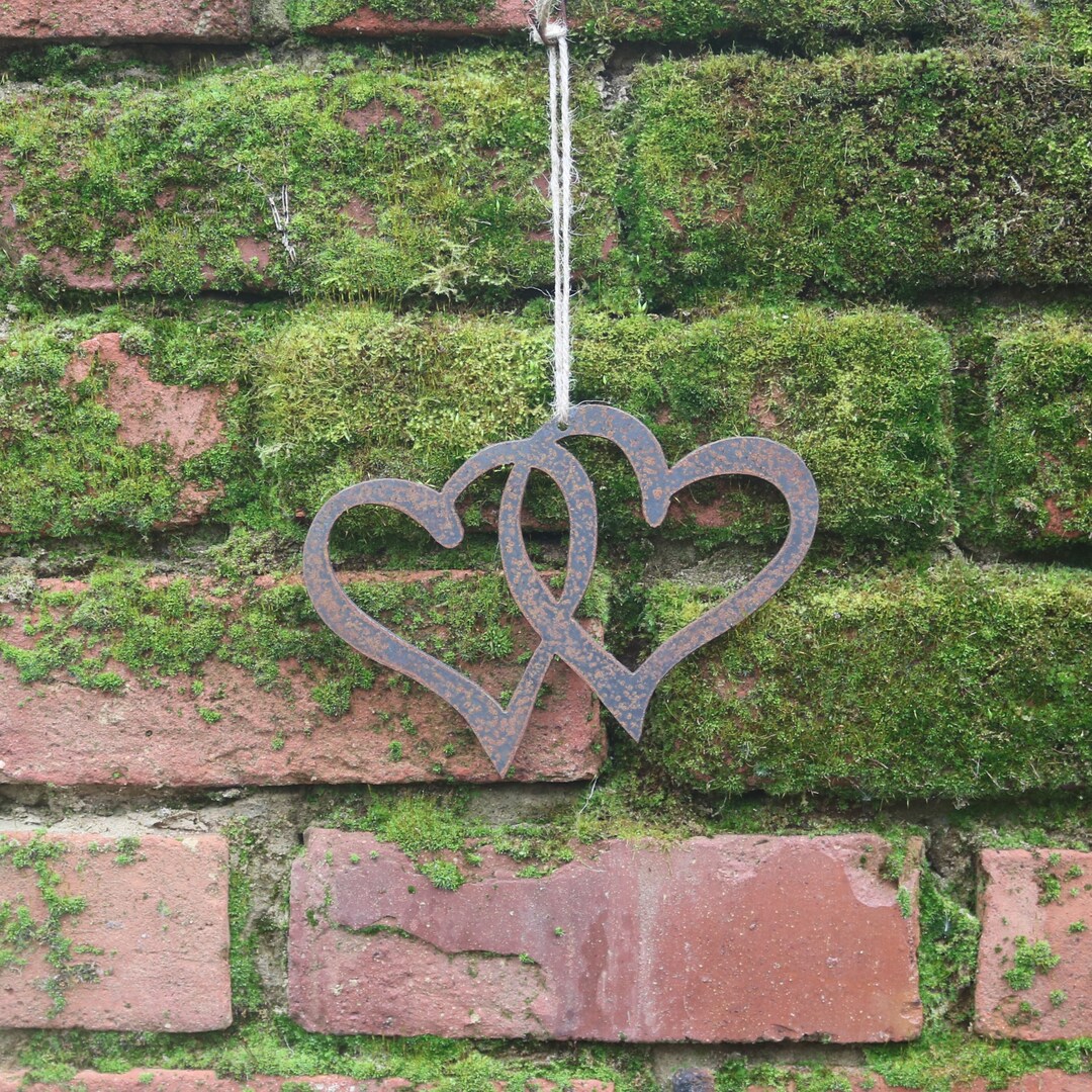 Rusty Metal Entwined Hearts Gift, Hanging Rusty Hearts Home Decor, 11th ...