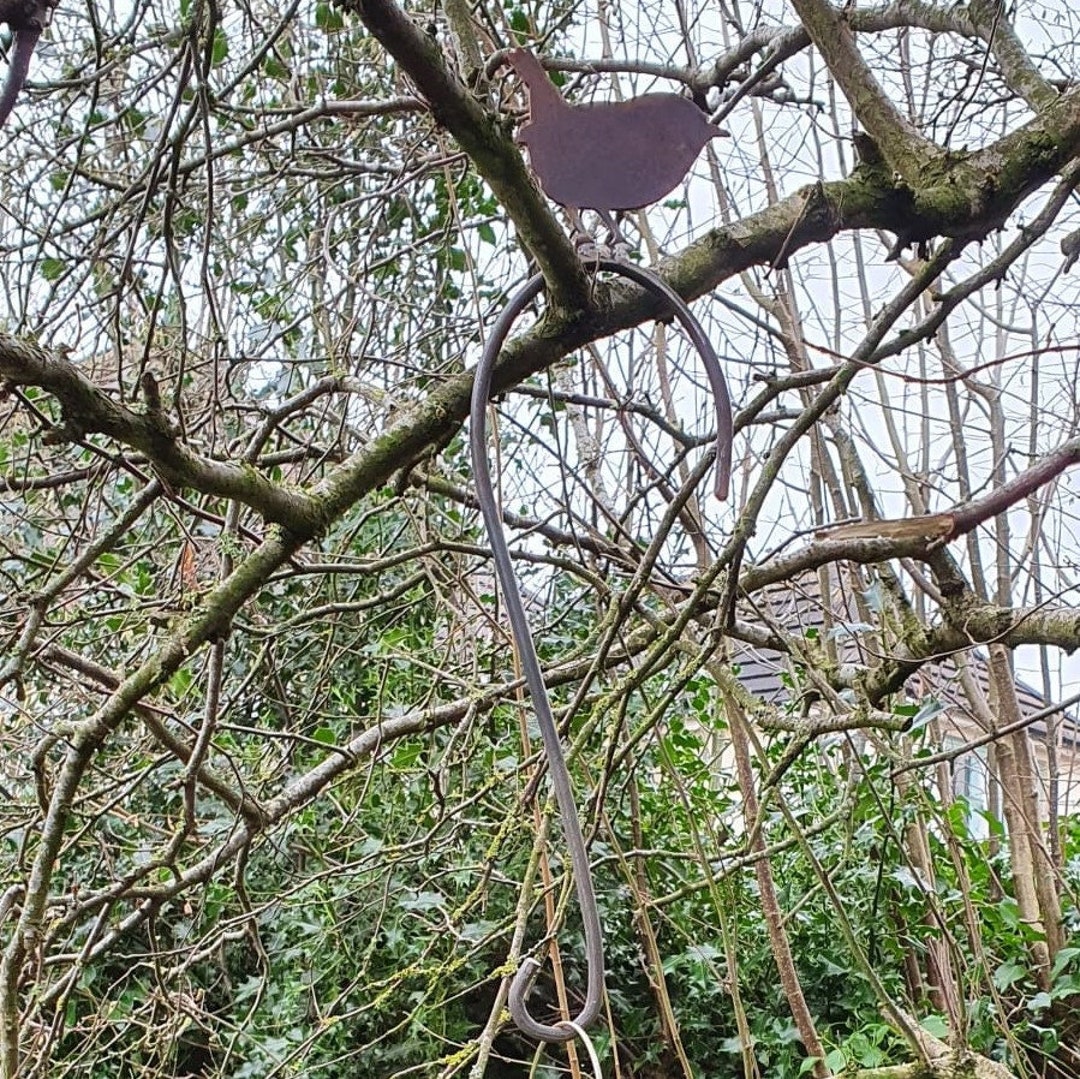 Rusty Metal Tree Hook for Hanging Bird Feeders, Branch Hook, Steel Hook ...