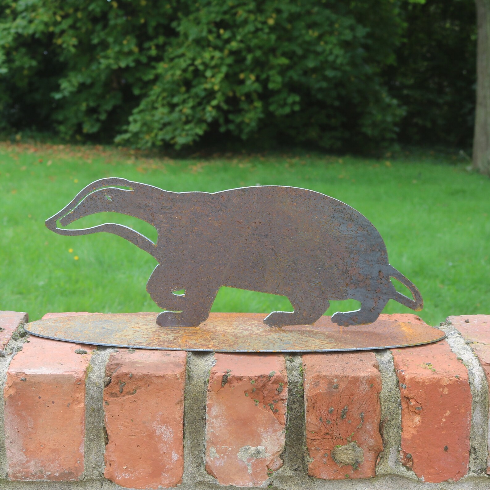 Rusty Metal Badger Outdoor and Garden Gift, Steel Anniversary Gift ...