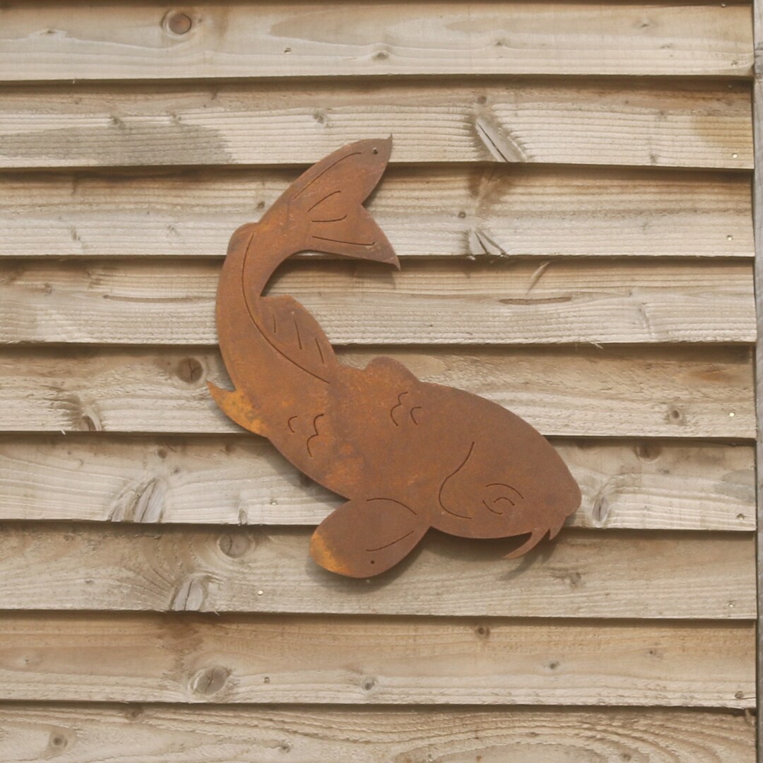 Rusty Metal Koi Carp Wall Mounted Outdoor and Garden Art Gift, Koi Carp ...