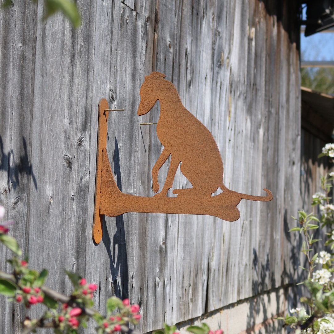 Rusty Greyhound Whippet Plant Hanger – Original Design Wall Bracket ...