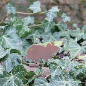 Rusty Metal Mouse Fence Topper Outdoor and Garden Gift, Rustic Mouse ...