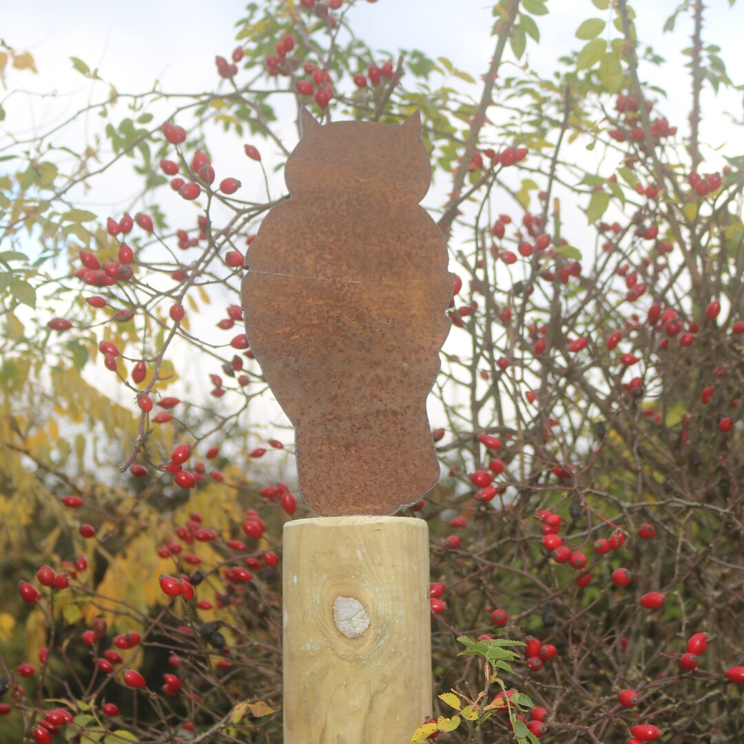 Metal Owl Fence Topper, Rusty Owl Gift, Rustic Owl Gardener Gift - Etsy UK