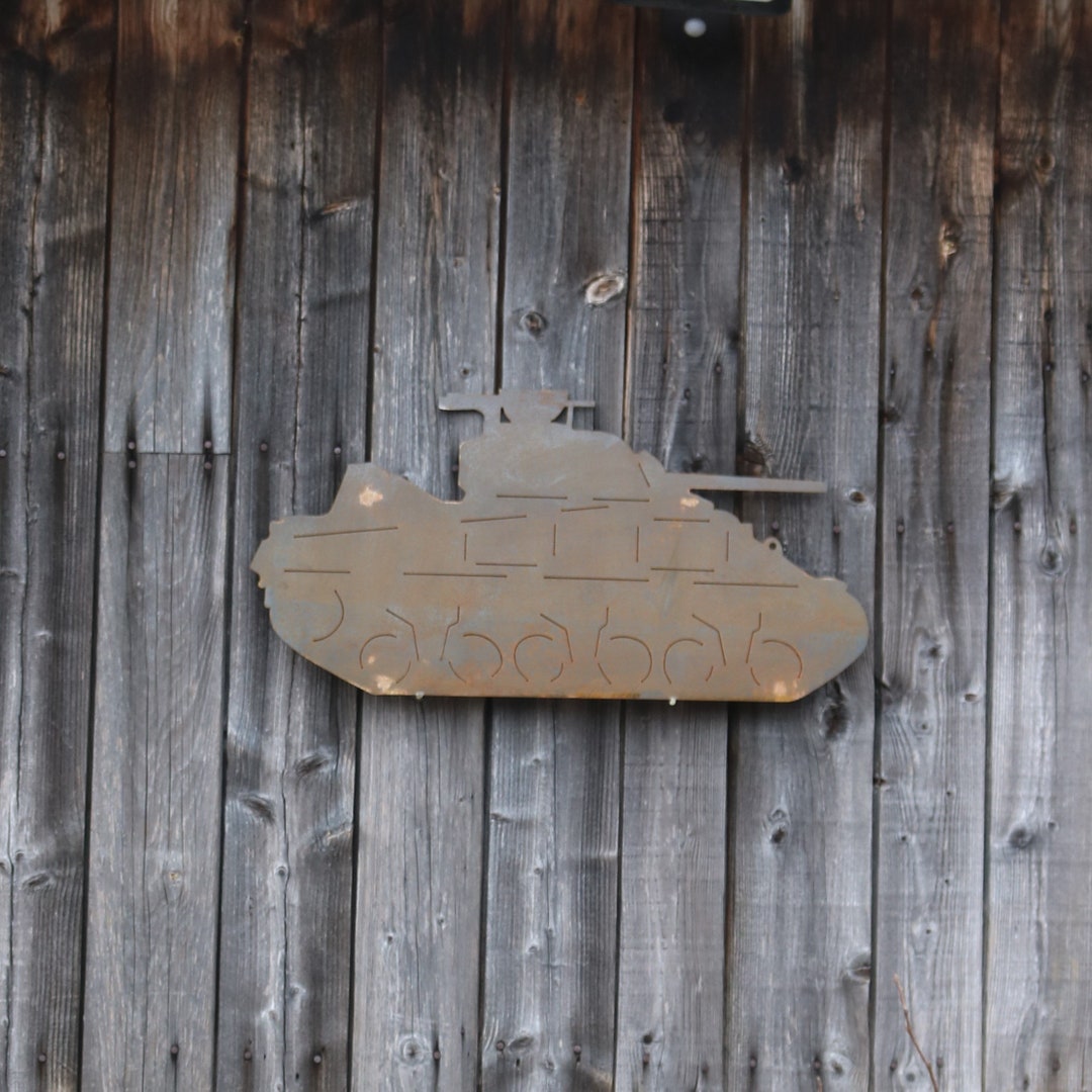 Sherman Tank, Rusty Metal Tank Wall Art, WW2 Tank, German Tank, Outdoor ...