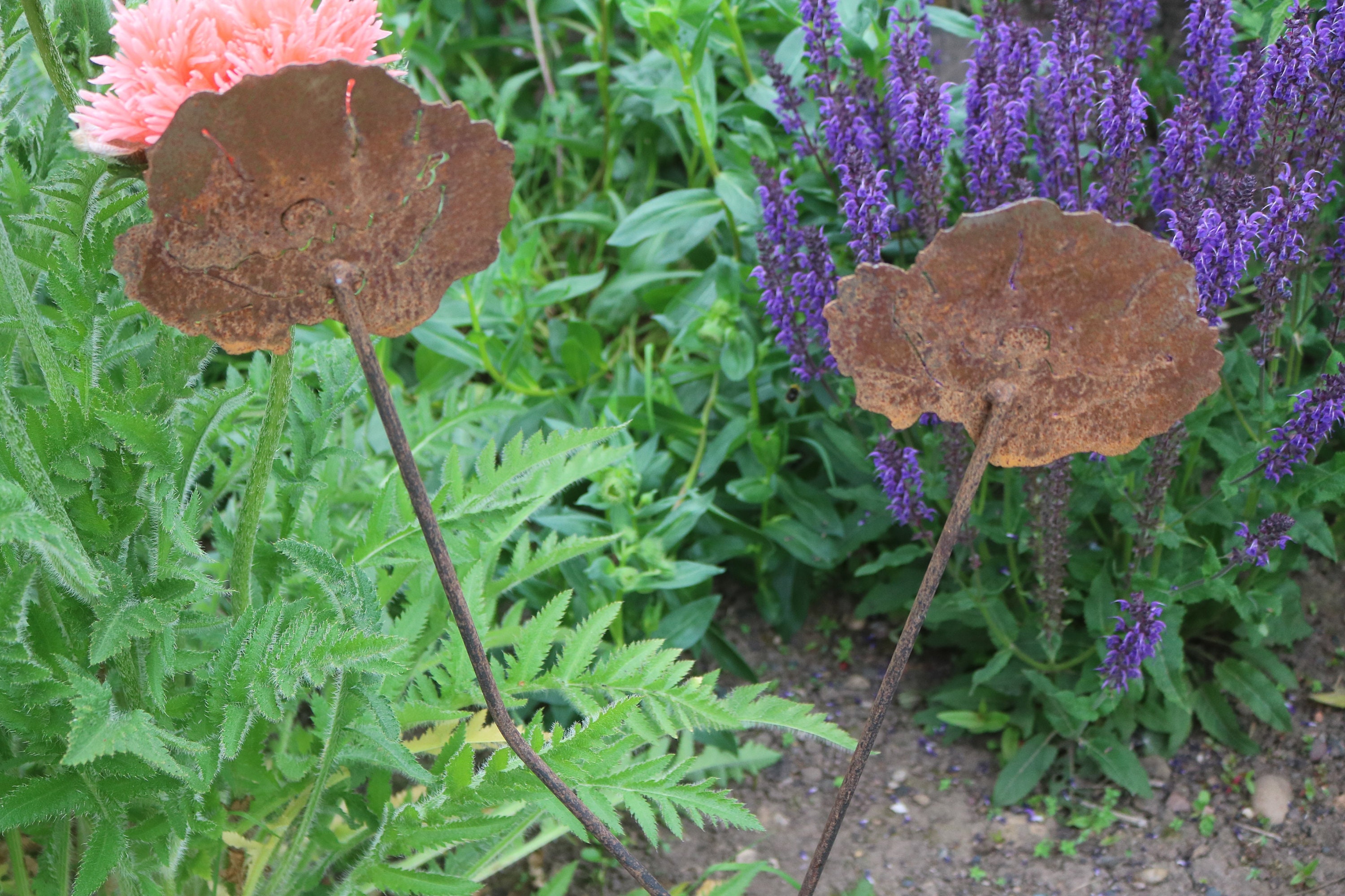 Rusty Metal Poppy 2D Flat Outdoor and Garden Gift Double - Etsy UK