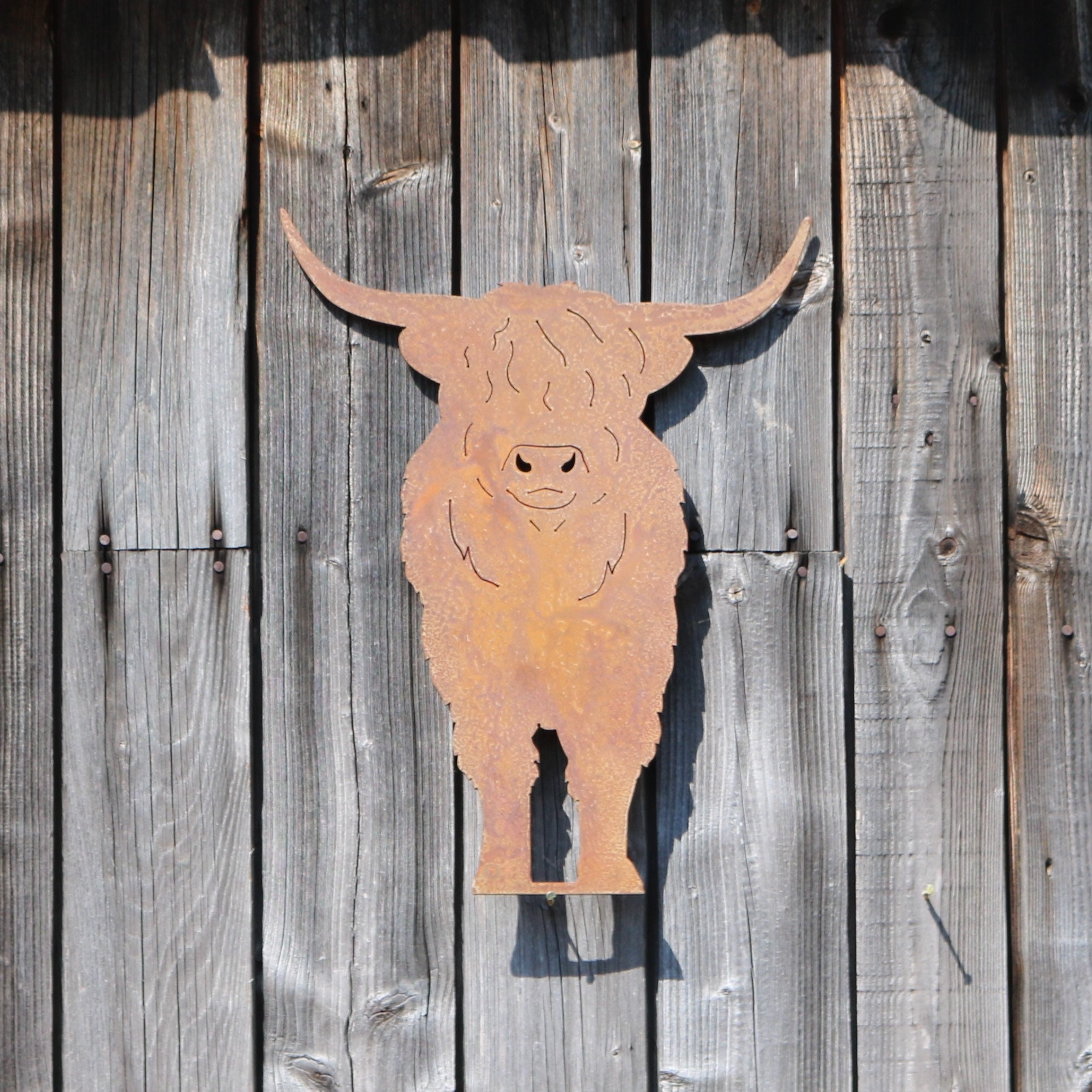 Rusty Metal Highland Cow Wall Mounted Outdoor and Garden Art - Etsy UK