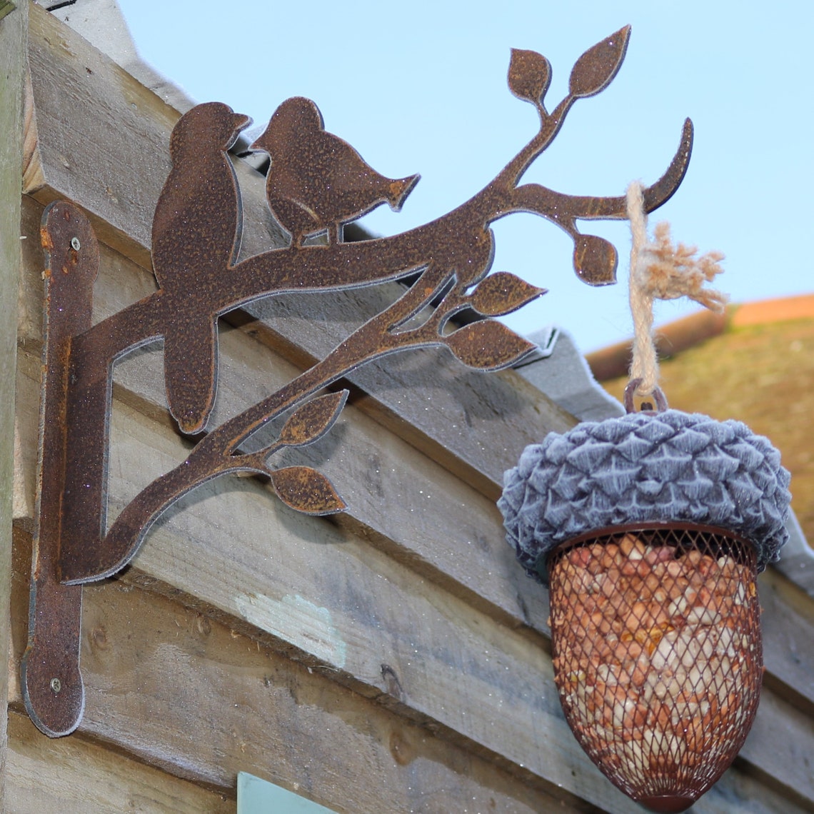 Rusty Metal Bird Bracket Outdoor and Garden Gift Bird Hanging - Etsy UK