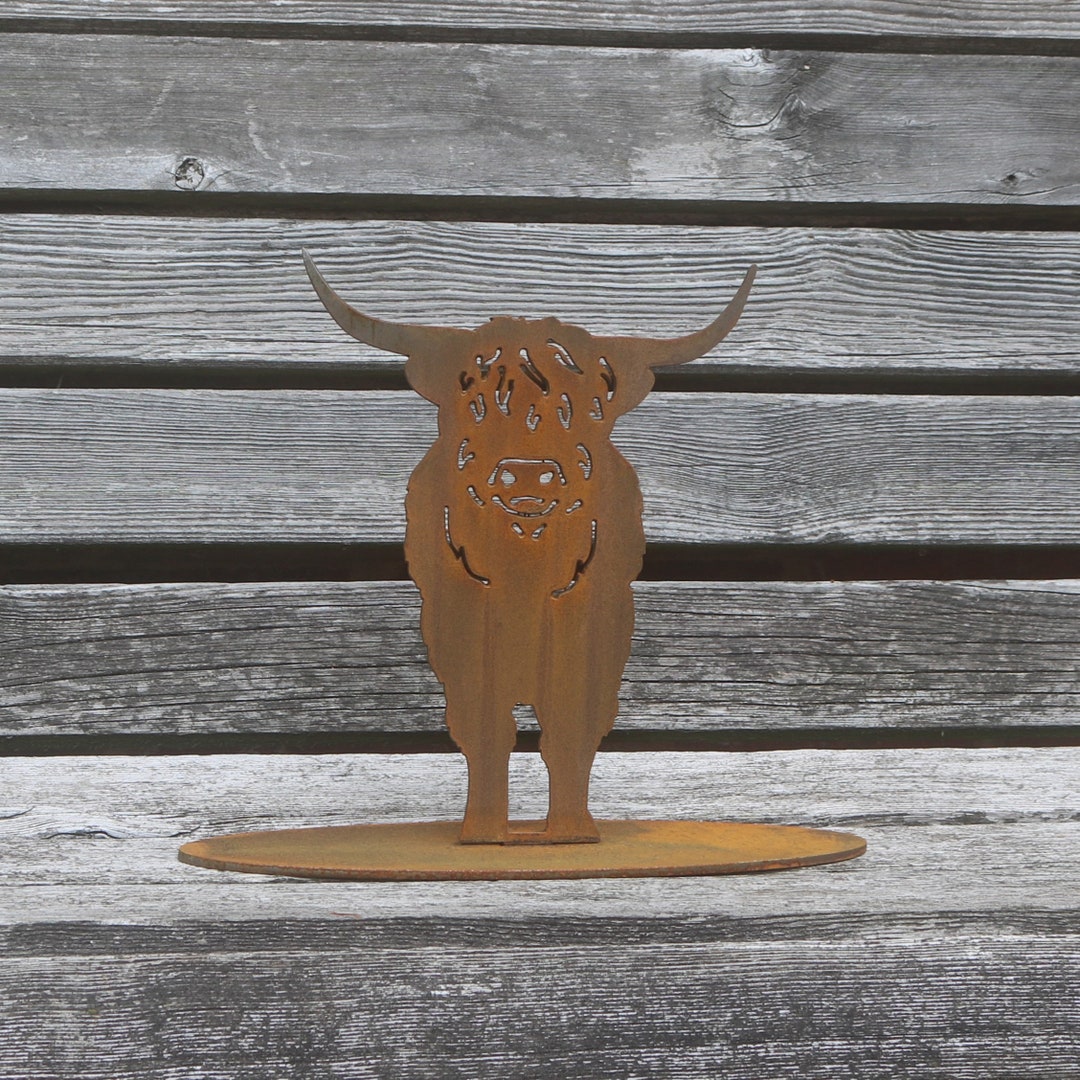 Rusty Metal Highland Cow Outdoor and Garden Gift, Highland Cow Garden ...