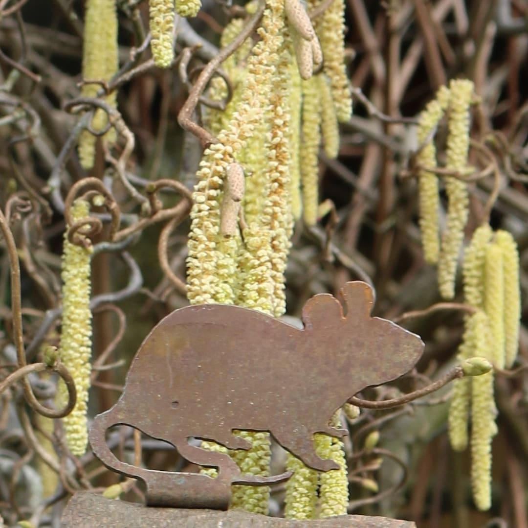 Rusty Metal Mouse Fence Topper Outdoor and Garden Gift, Rustic Mouse ...