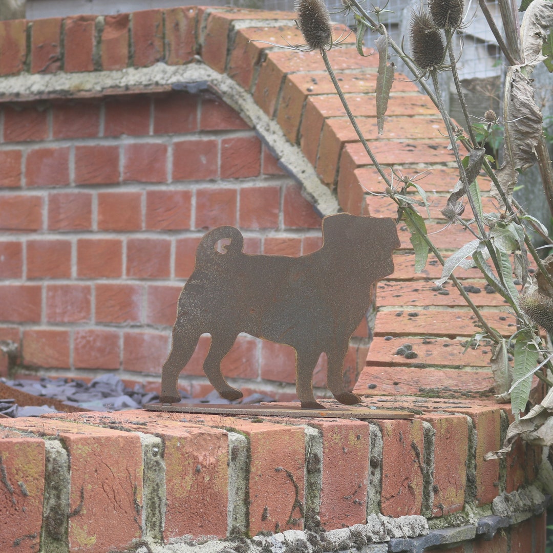 Rusty Metal Pug Dog Outdoor and Garden Gift, Pug Home Decor Gift, Pug ...