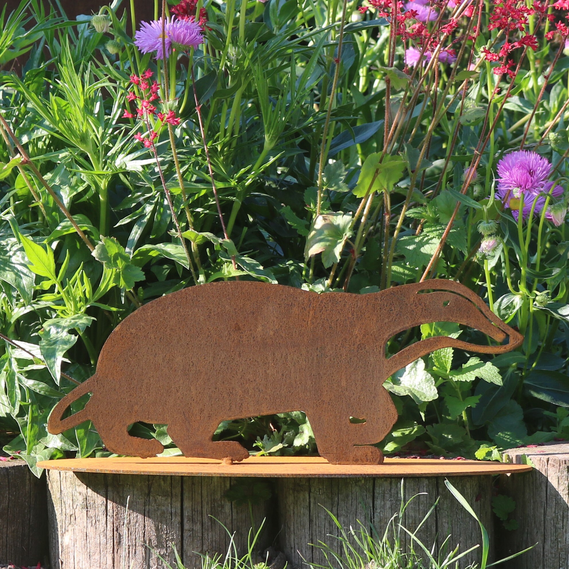 Rusty Metal Badger Outdoor and Garden Gift, Steel Anniversary Gift ...