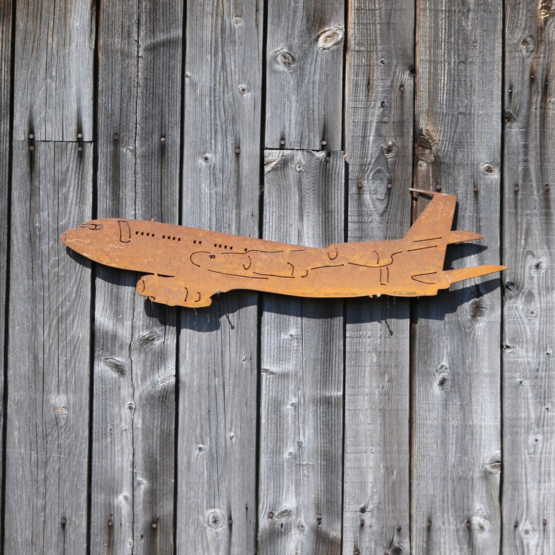 Rusty metal Boeing 707 plane wall art, rusty metal outdoor and garden ...