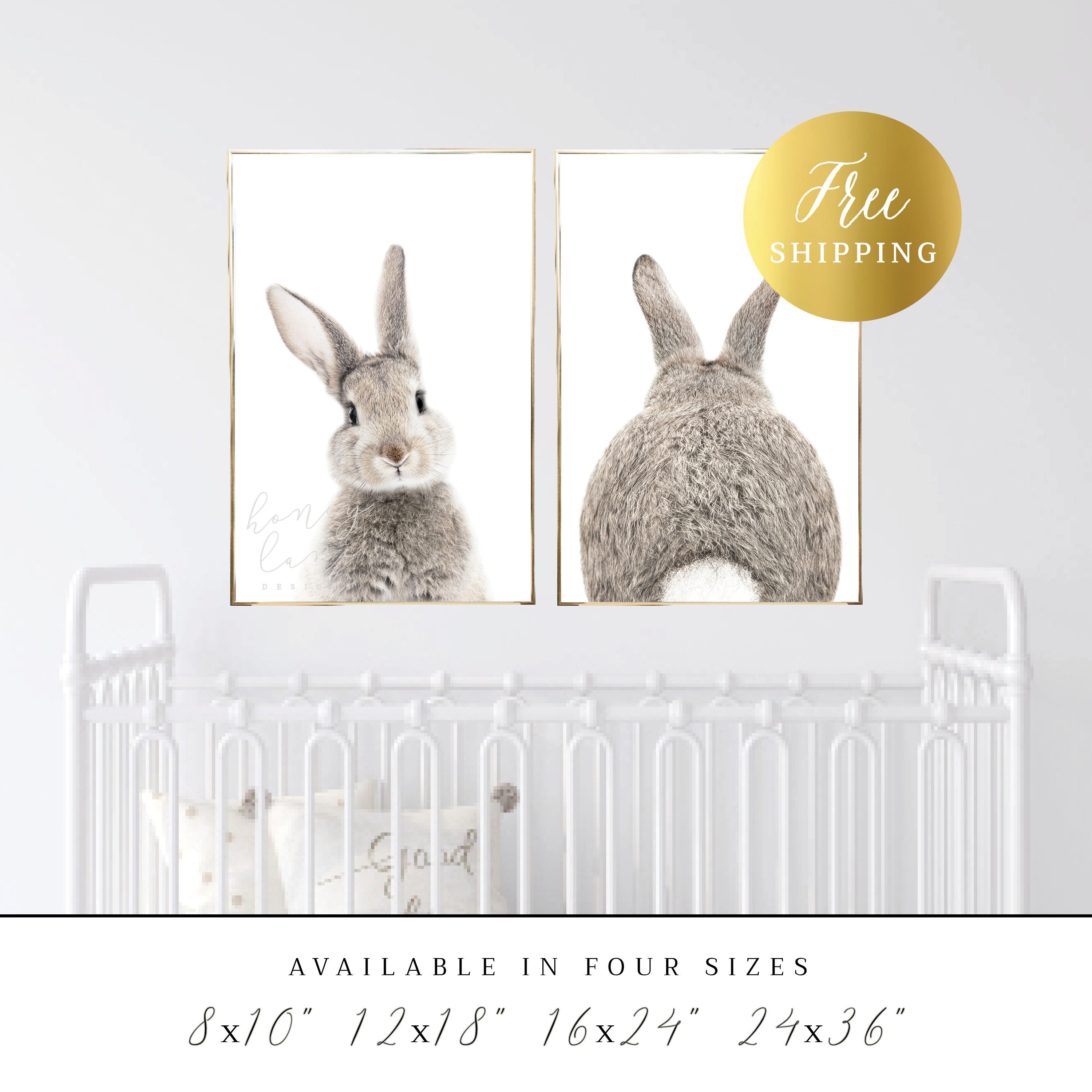 PRINTED Posters Set of 2 Bunny Prints Rabbit Wall Art - Etsy