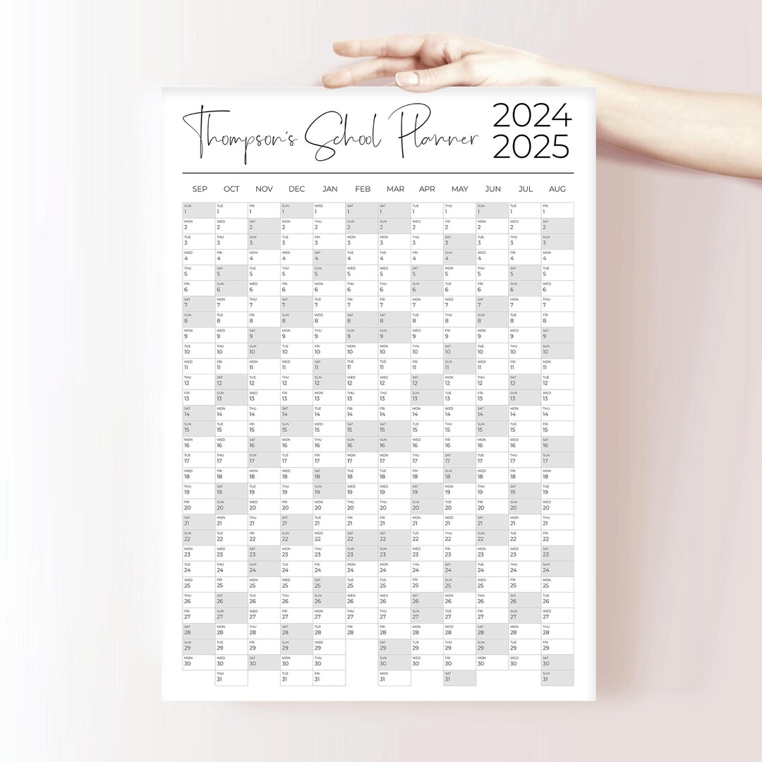 PRINTED Planner | School Year 2024 - 2025 | Academic Year Planner ...