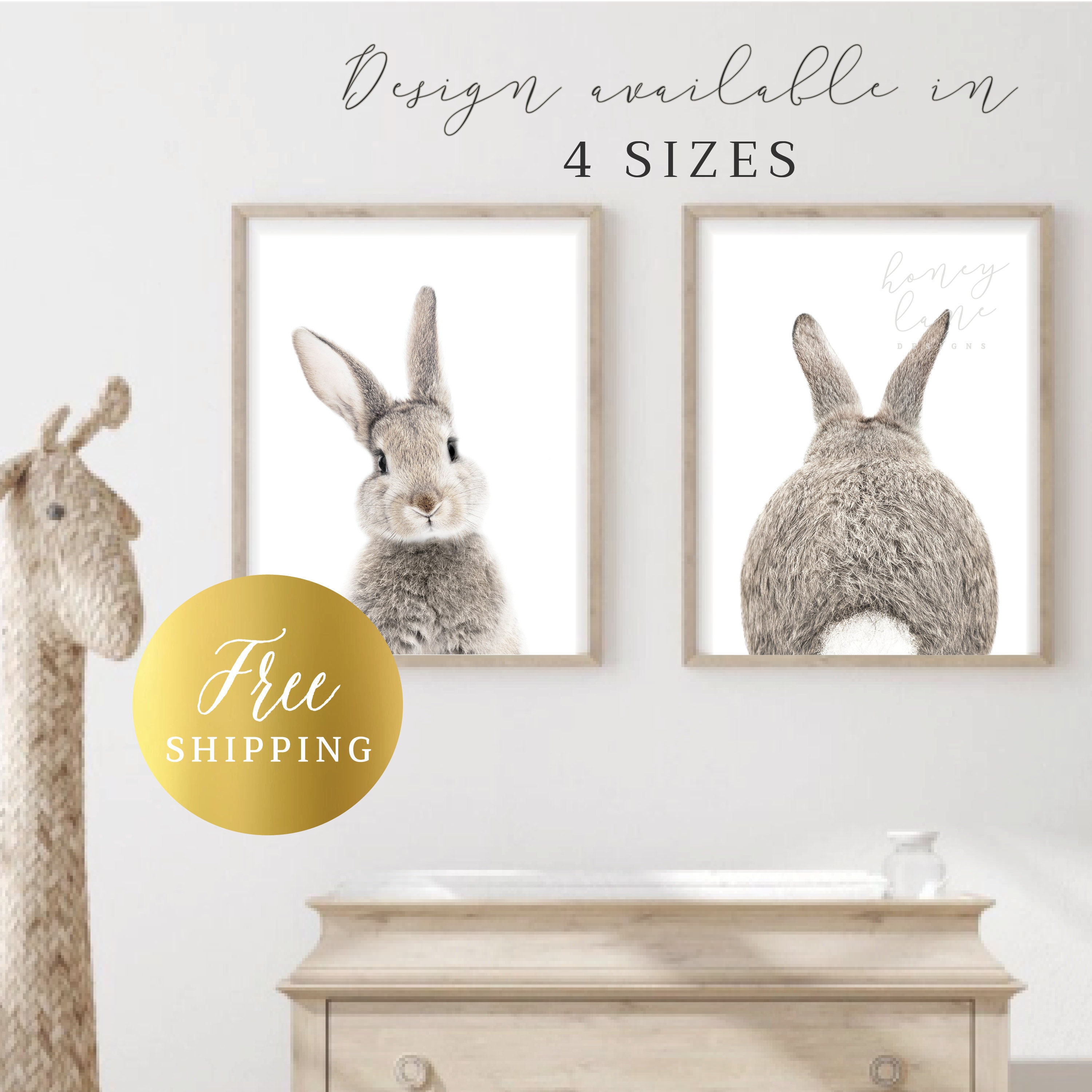 PRINTED Posters Set of 2 Bunny Prints Rabbit Wall Art - Etsy