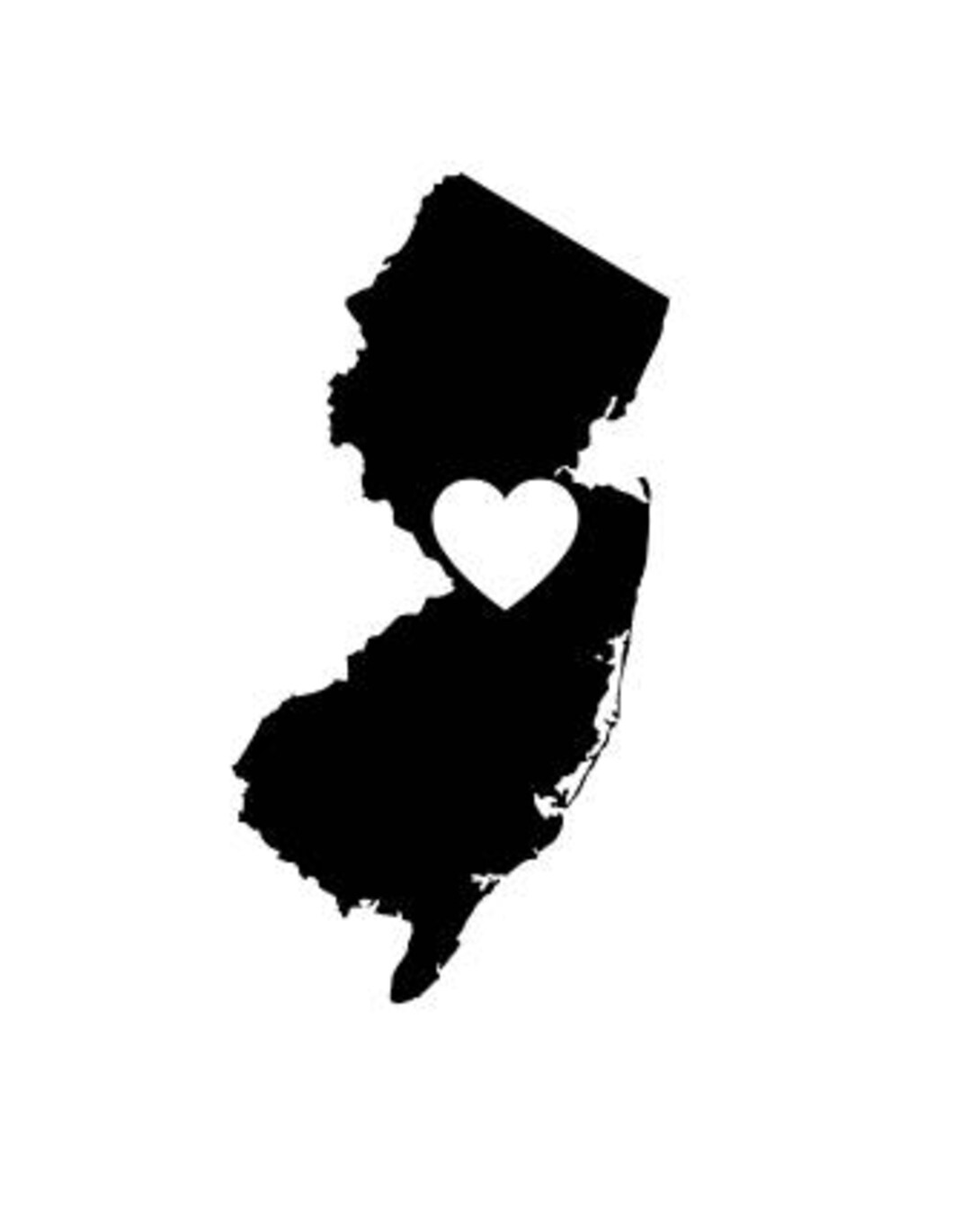 New Jersey Silhouette With Heart SVG - Etsy