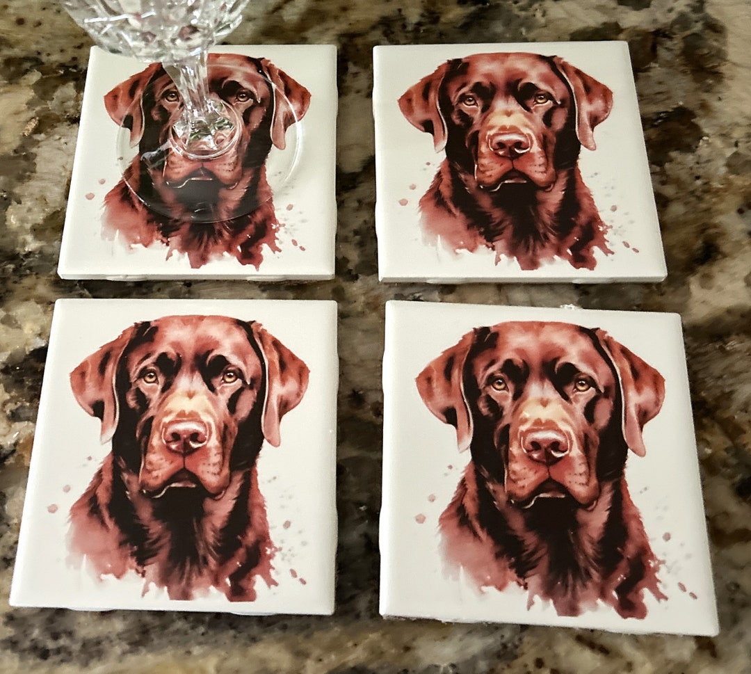 Chocolate Labrador Retriever Ceramic Coaster Set, Chef, Dog Lover ...