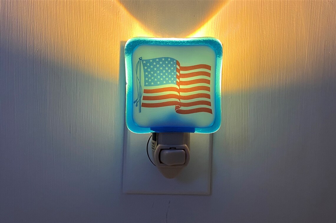 American Flag Night Light Wall Plug In USA Patriotic - Etsy