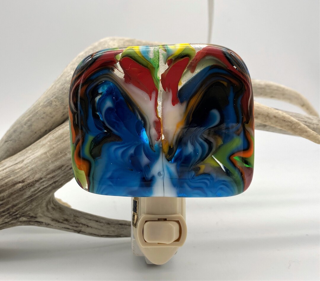 Night Light Wall Plug in Original Fused Art Glass 121house - Etsy