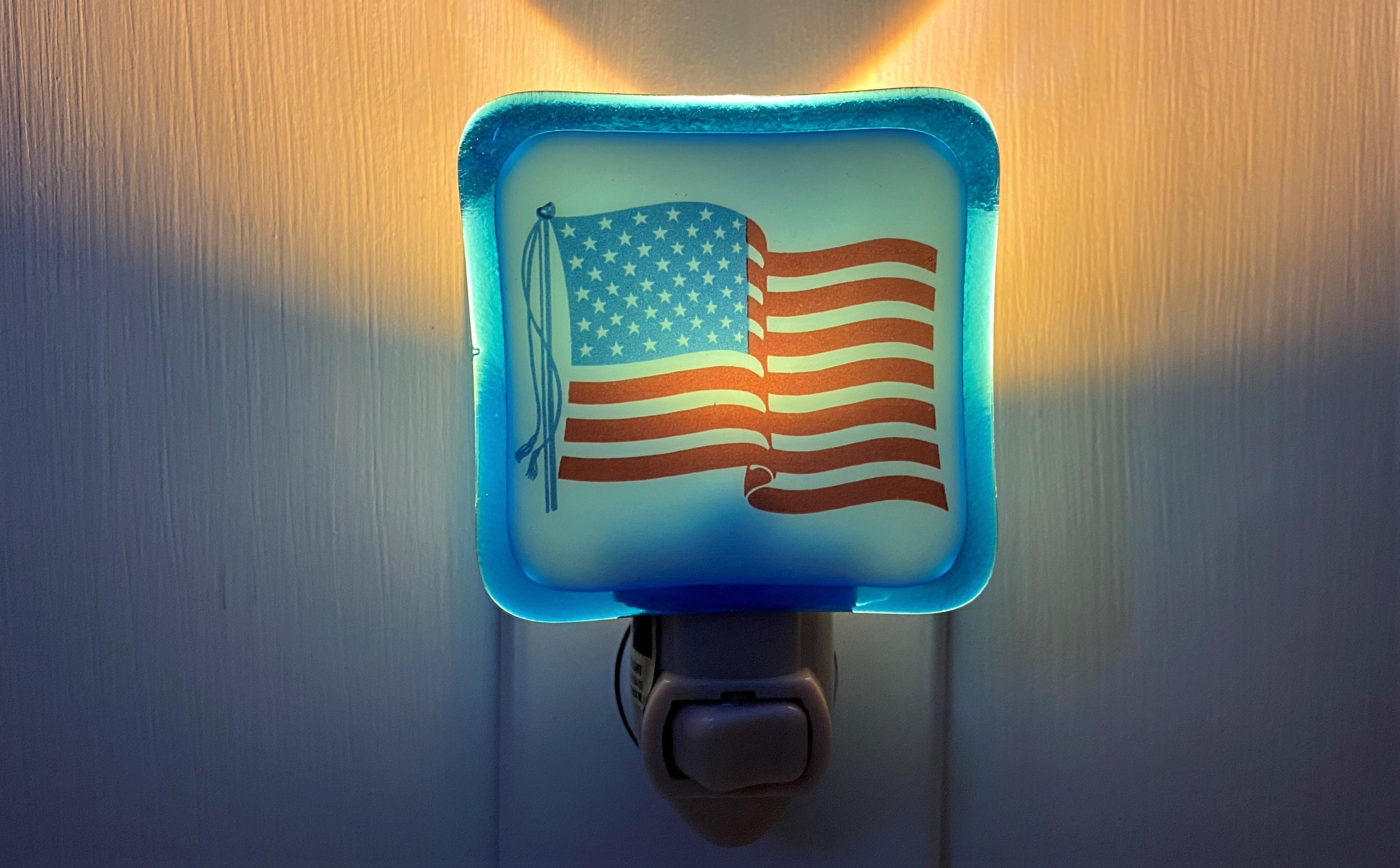 American Flag Night Light Wall Plug In USA Patriotic - Etsy