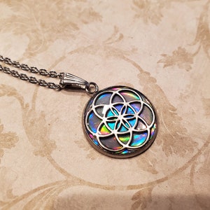 Sacred Geometry and Holographic Background Necklace - Etsy