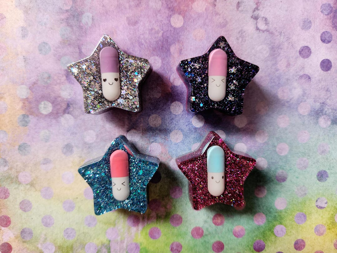 Glitter and Happy Pill Star Shaped Magnets - Etsy