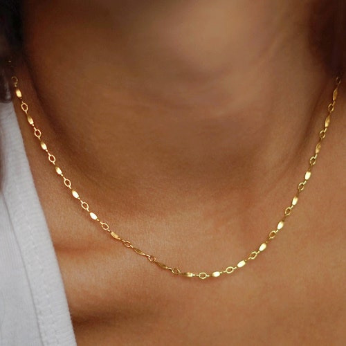 Gold Filled Dapped Bar Necklace Chain Necklace Layering - Etsy UK