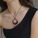 Brown Resin Pendant Necklace • Adjustable Cord Necklace • Handmade ...