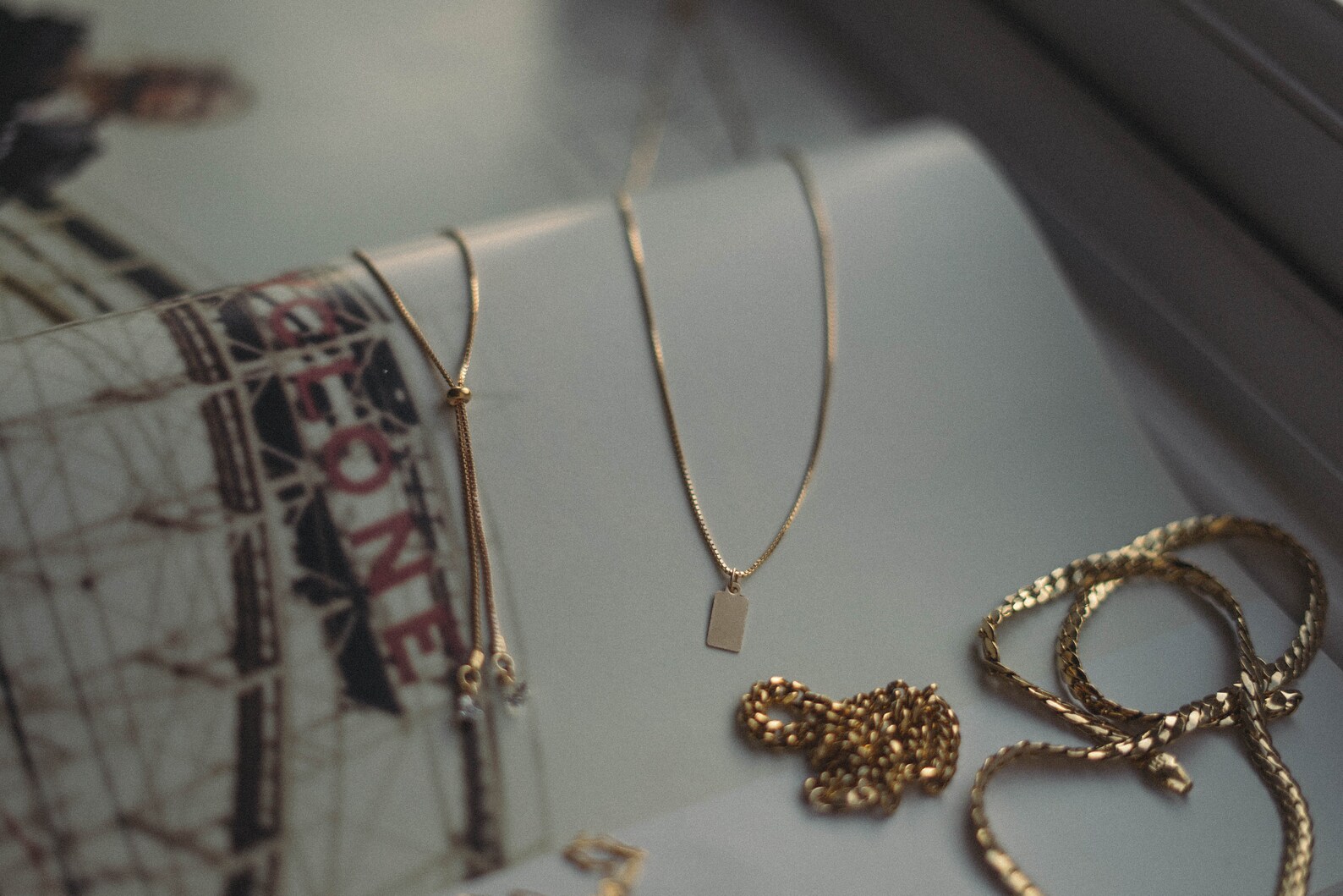 Gold Filled Rectangle Tag Necklace Rectangle Charm Necklace | Etsy