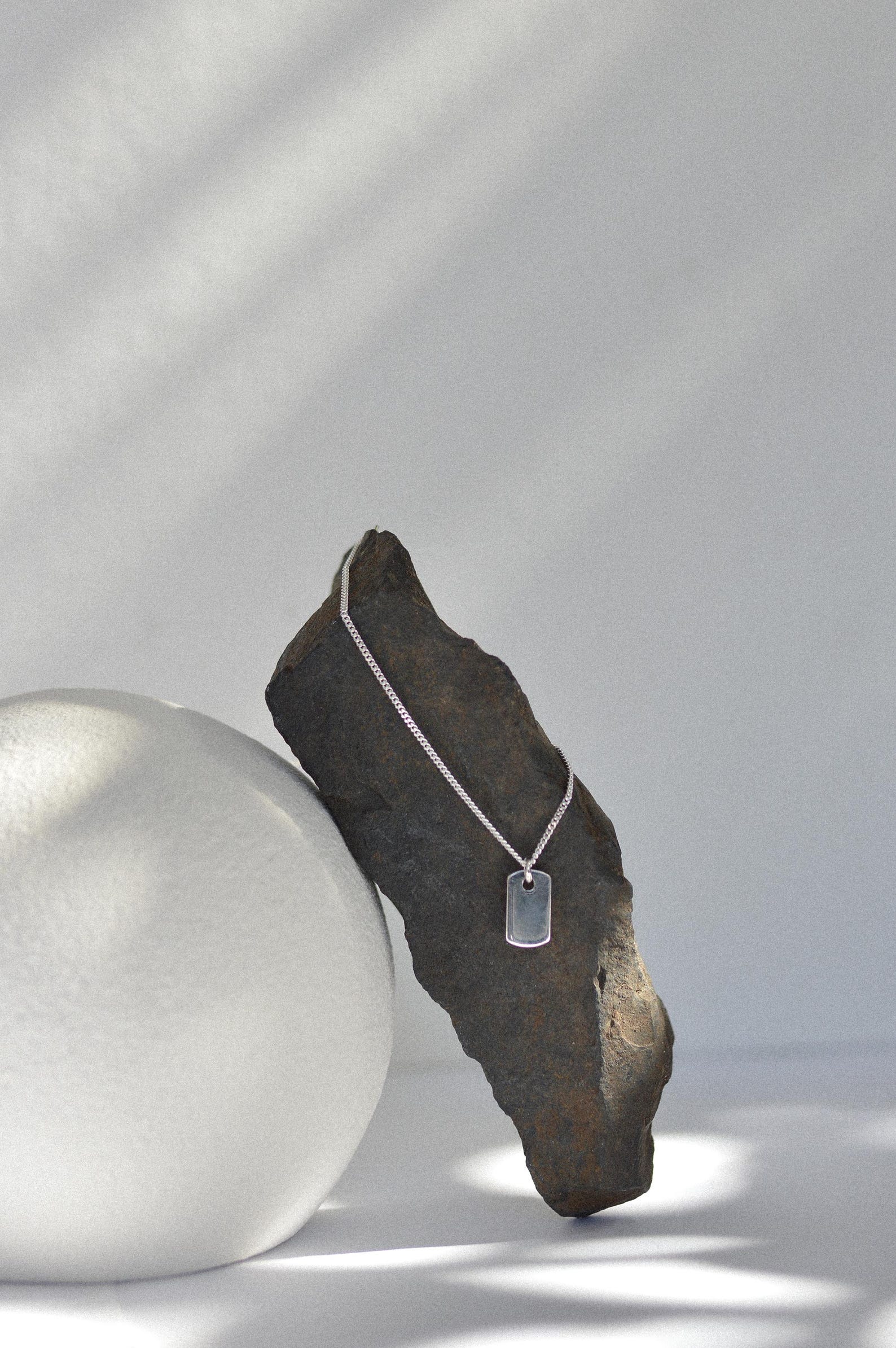 Sterling Silver Rectangle Tag Necklace, Rectangle Charm Necklace, Charm ...