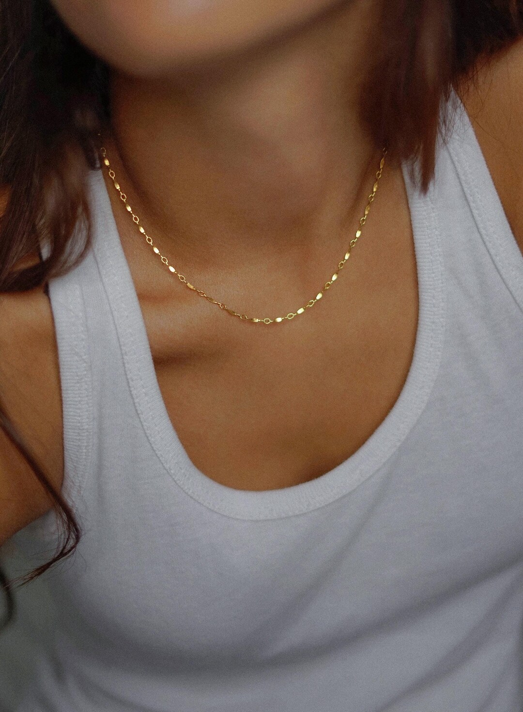 Gold Filled Dapped Bar Necklace, Chain Necklace, Layering Necklace ...