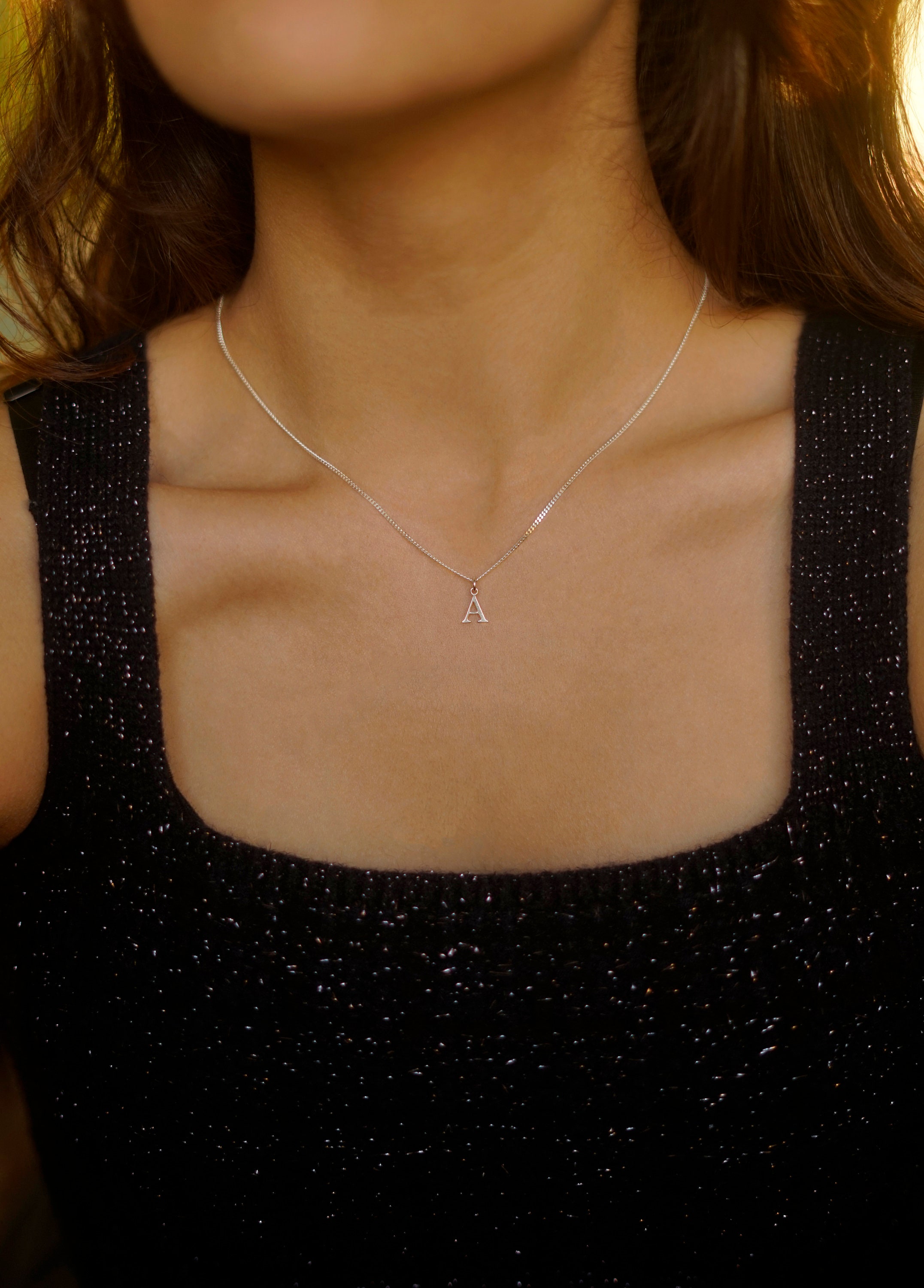 Sterling Silver Personalised Letter Necklace Personalised - Etsy