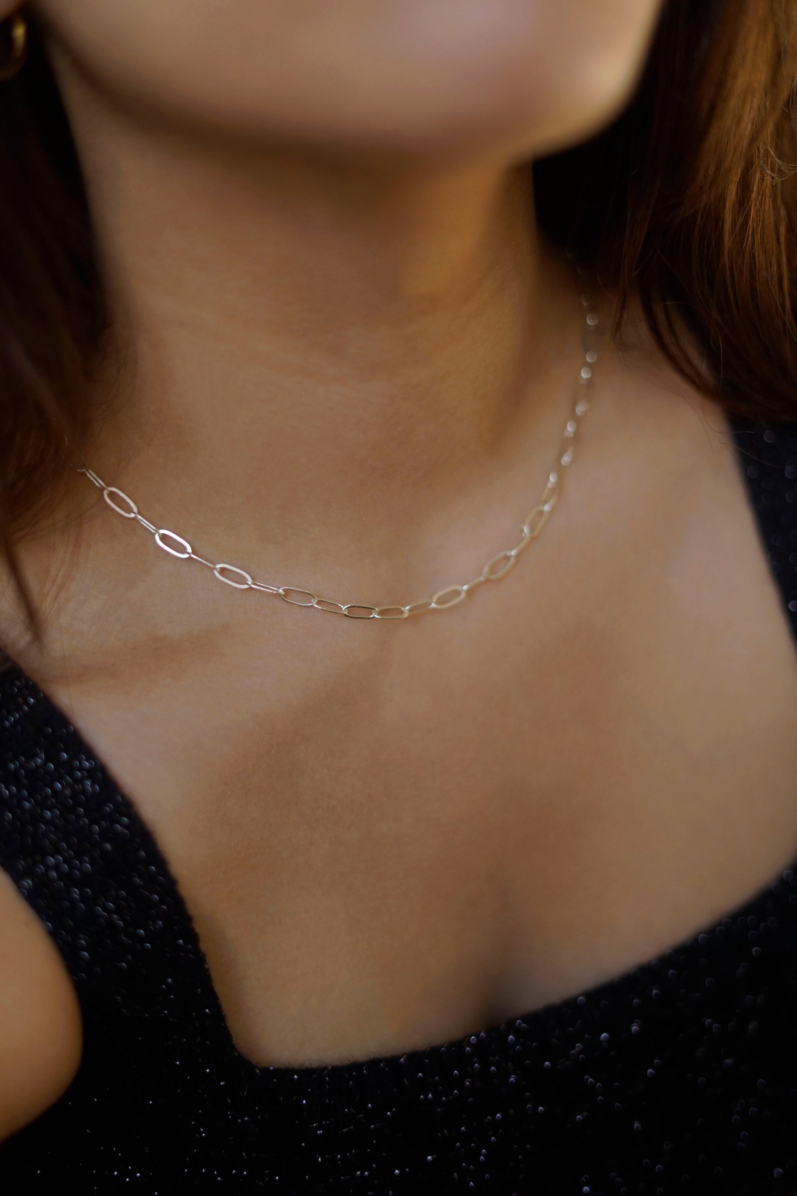 Sterling Silver Paperclip Rectangle Necklace Chunky Necklace | Etsy