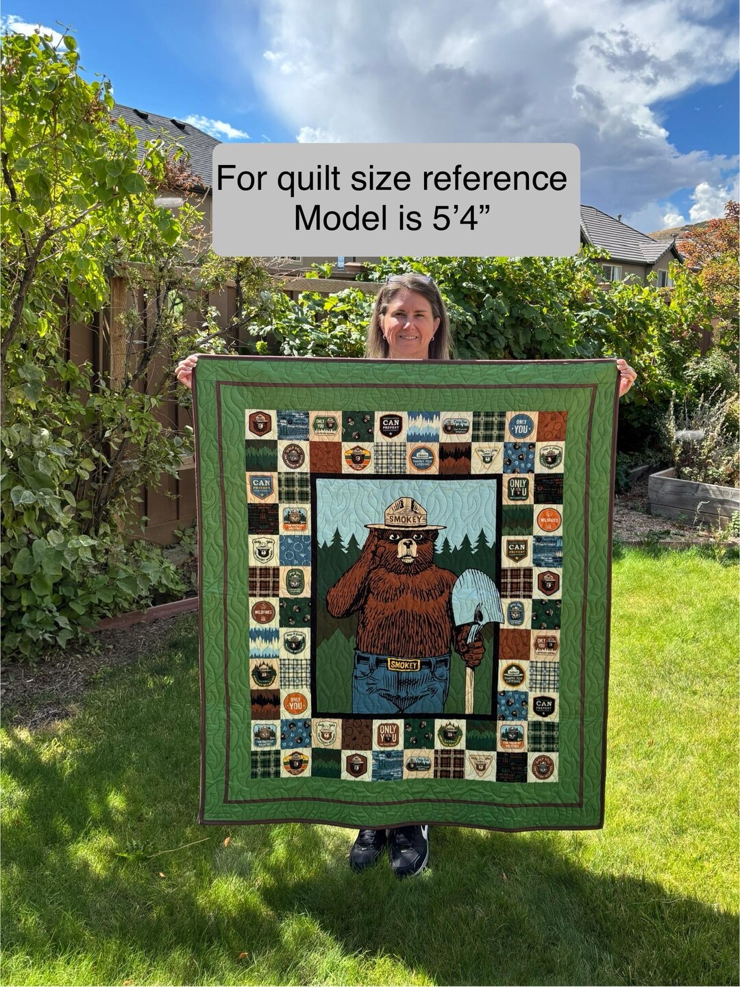 Smokey the Bear Quilt: Flame Quilting Design, Fire Fighter Decor (45 X ...