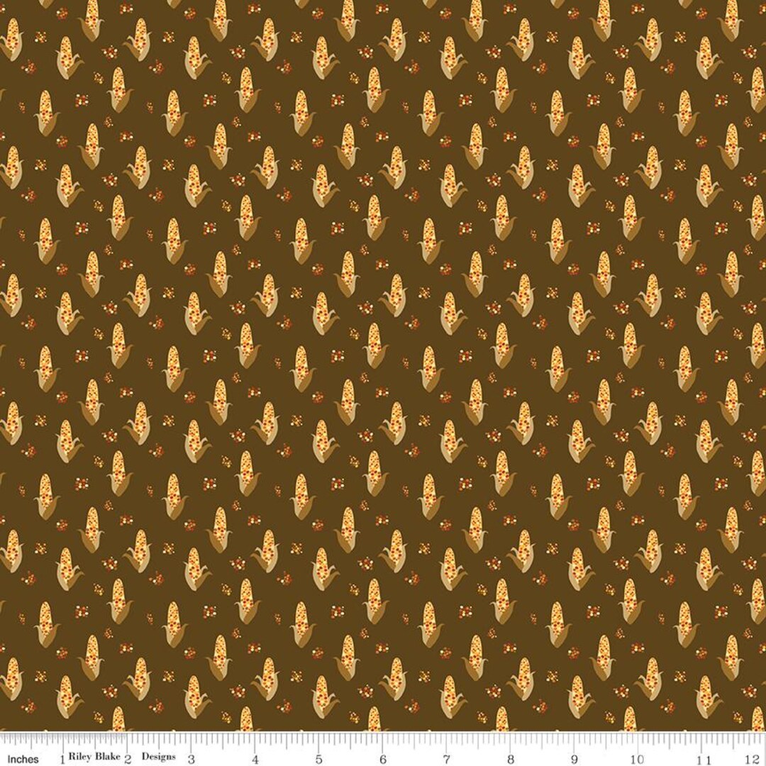 Corn Stalks Fabric: Brown Autumn Print, Riley Blake Designs - Etsy