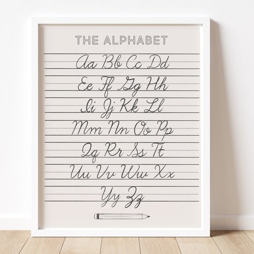 Cursive Alphabet ABC Neutral Poster Print Calming Corner - Etsy
